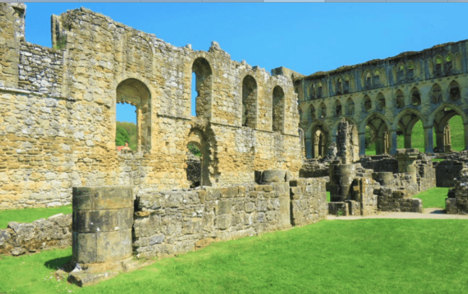 Fig 3. Rievaulx, Monks’ Infirmary, remains of undercroft pillars and ...